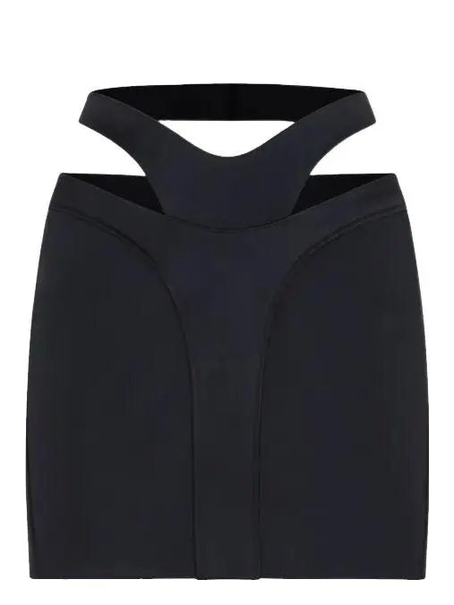 MUGLER Cut-out Miniskirt With Fixed Waist Belt - Black