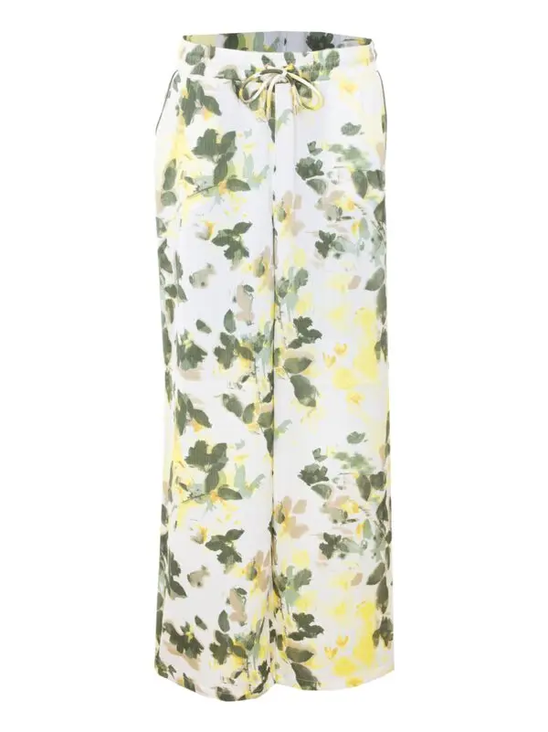 Liu Jo Printed Drawstring Wide Leg Trousers - White