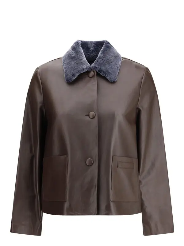 Marni Shearling Collar Leather Jacket - Black