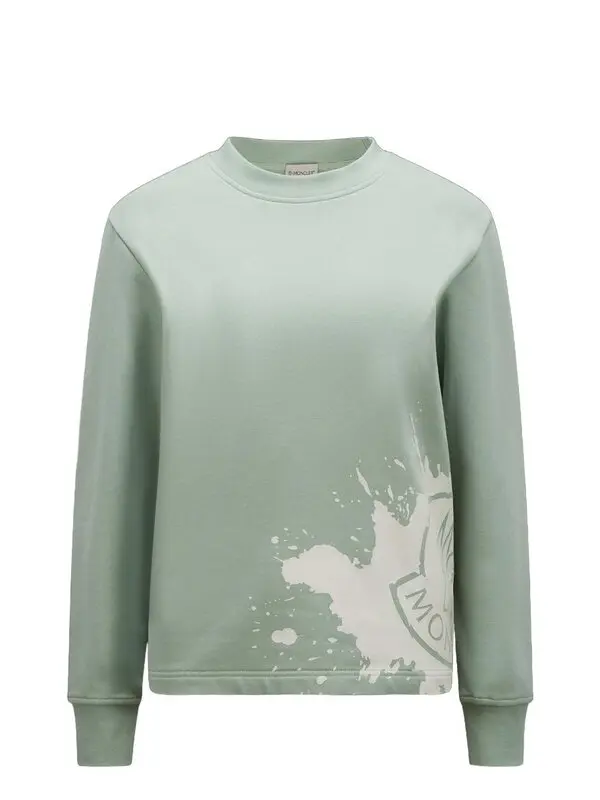 Moncler Cotton Wool Logo Sweatshirt - Light Green