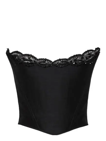 Dsquared2 Paris Corset Top With Beaded Lace Trim - Black