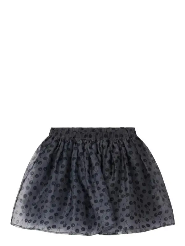 Bonpoint Flared Skirt With Cherry Print - Black