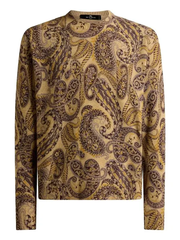 Etro Paisley-print Wool Sweater - Brown
