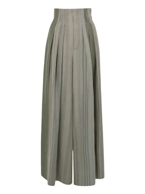 VIVIENNE WESTWOOD Herringbone Stripe Wide-leg Trousers - Sage Camel