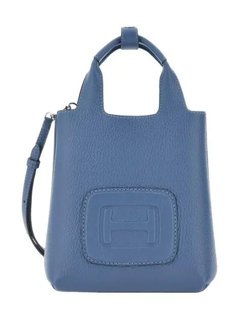 Hogan Logo Embossed H-bag Mini Shopping Bag - Light Blue