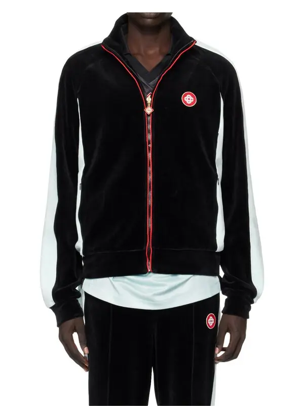 Casablanca Chenille Zip Up Sweatshirt - Black