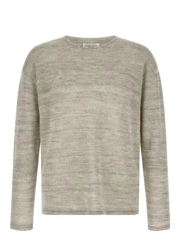 ROBERTO COLLINA Mouliné Crew Neck Knitted Sweater - Grey