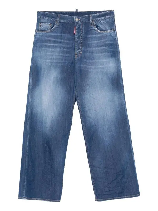 Dsquared2 Medium Wash Loose Fit Jeans - Navy Blue