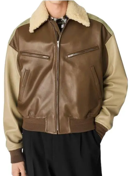 Bottega Veneta Leather Nappa Blouson - Dark Moss/sesame/trav