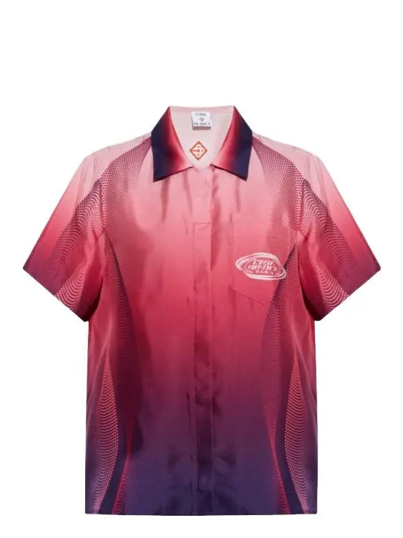 Casablanca Cuban Collar Short Sleeve Shirt - Red