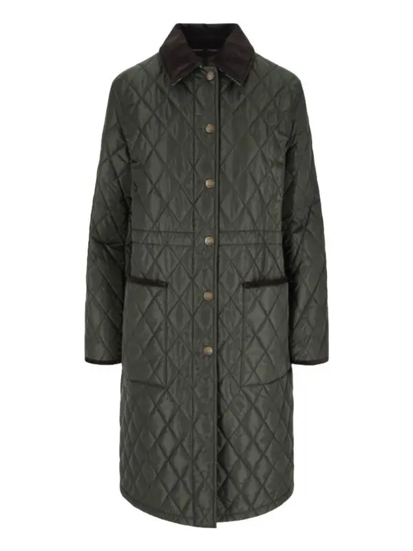 Burberry Long Sleeve Quilted Coat - Black