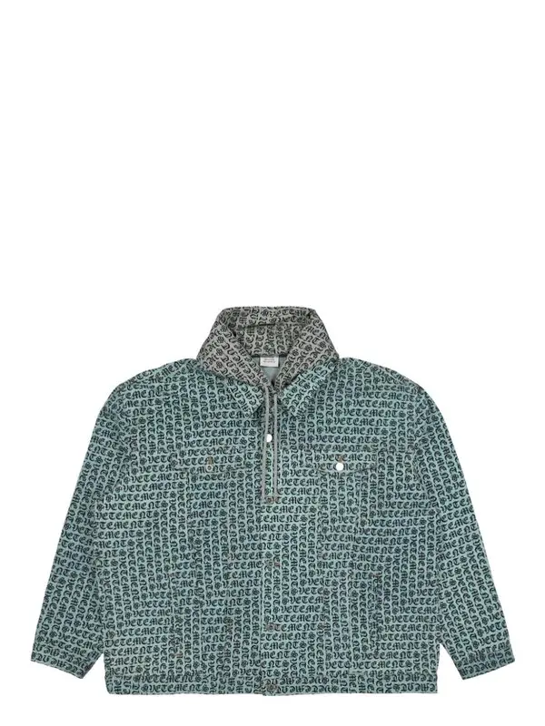 Vetements Monogram Print Jacket With Drawstring Hood - Light Blue/fog Gray