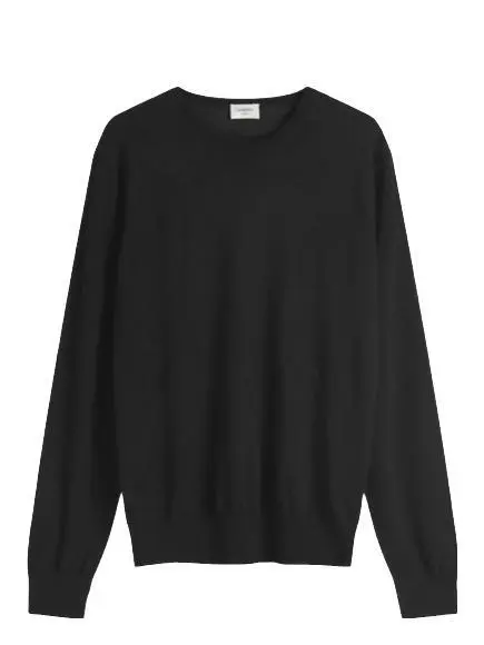 Saint Laurent Round Neck Paneled Wool Sweater - Black