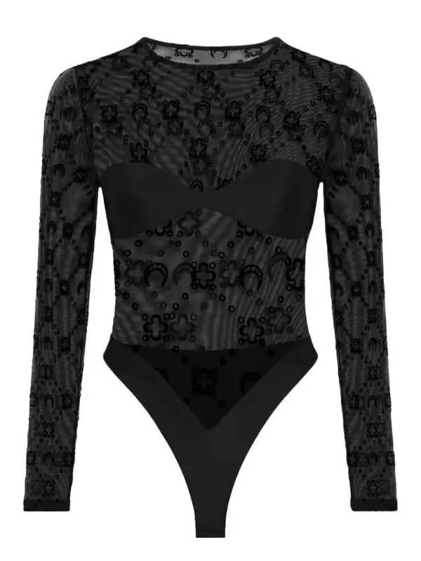 MARINE SERRE Logo Detail Long-sleeve Bodysuit - Black