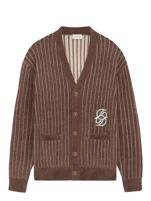 Drole De Monsieur Monogram Stripe Cardigan - Brown
