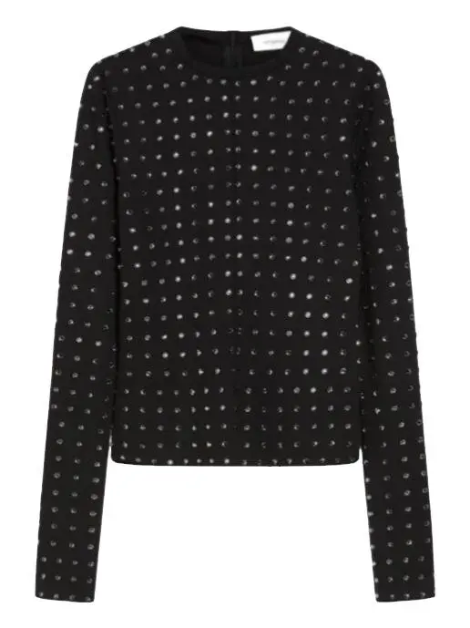 Sportmax All-over Embellished Crewneck Top - Black