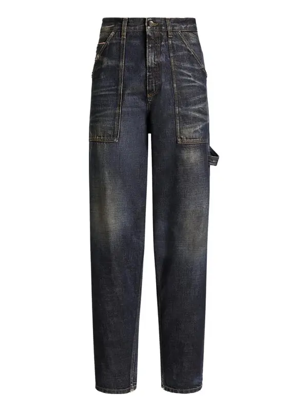 Dolce & Gabbana Logo Plaque Carpenter Jeans - Black