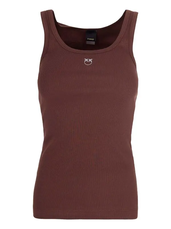Pinko Ribbed Logo Plaque Tank Top - Red