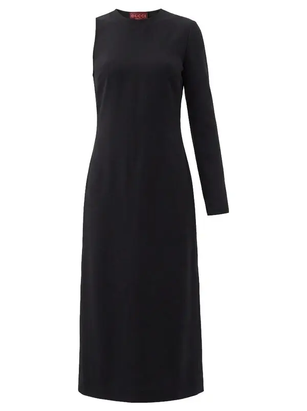 Gucci Mid-length Dress With Asymmetrical Sleeves - Black