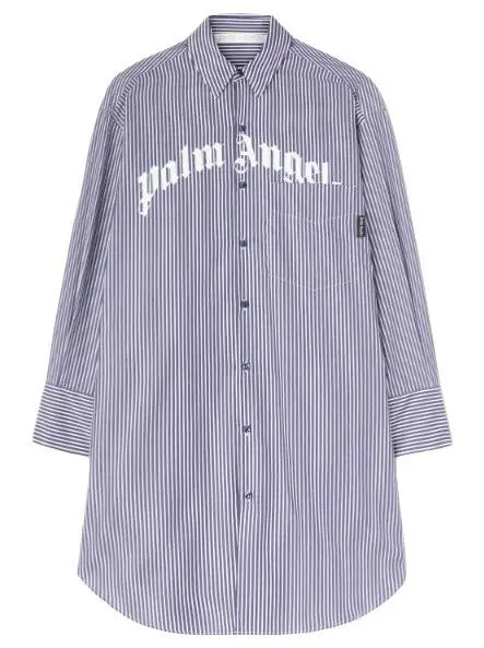 Palm Angels Logo Printed Striped Midi Dress - Purple