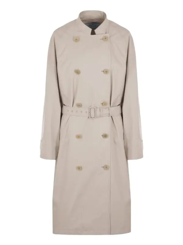 Prada Double-breasted Belted Trench Coat - Limestone Color