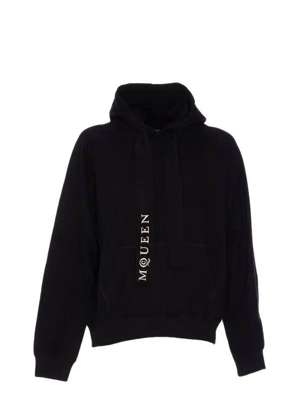 Alexander McQueen Logo Embroidered Drawstring Hoodie - Black