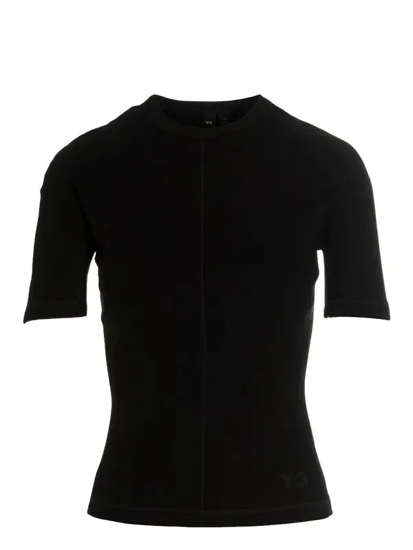 Y3 Logo Printed Short-sleeve Crewneck T-shirt - Black