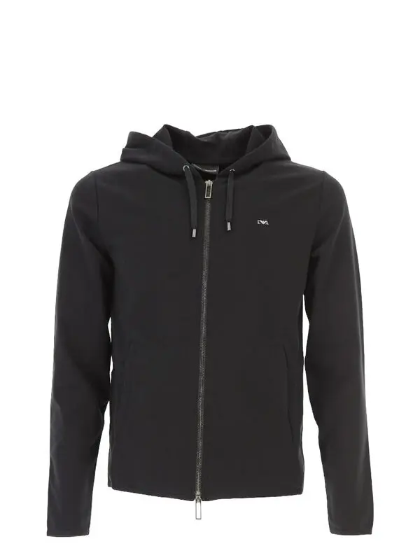Emporio Armani Logo Plaque Hoodie - Black