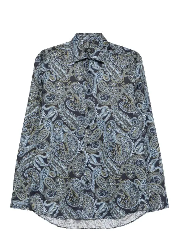 Etro Paisley Printed Curved Hem Shirt - Gray