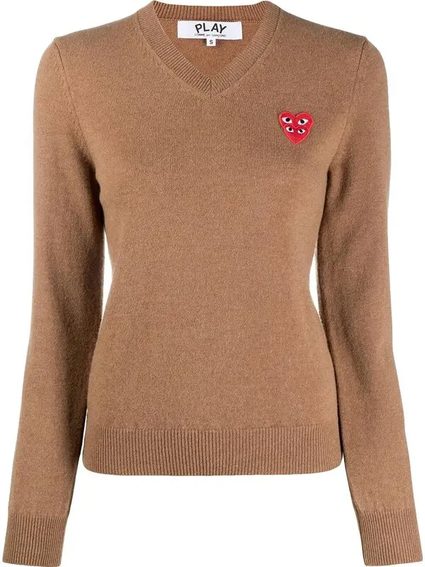 Play Comme Des Garcon Embroidered Logo Jumper - Brown