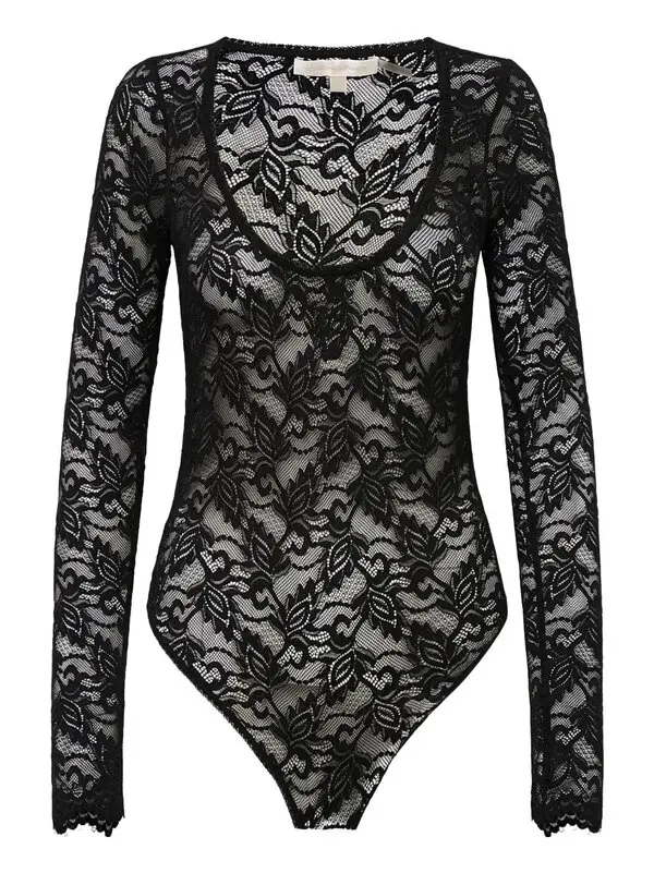 LoveShackFancy Jannie Lace Long-sleeve Bodysuit - Midnight Wish