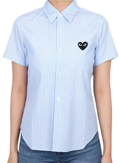 Comme Des Garçons Short Sleeve Striped Shirt - Blue