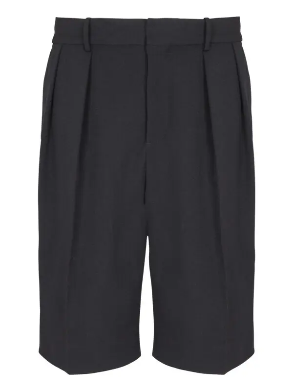 Balmain Grain De Poudre Pleated Bermuda Shorts - Black