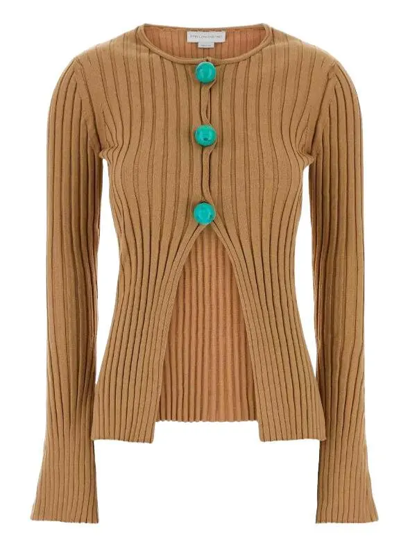 Stella McCartney Ribbed-knit Buttoned Cardigan - Brown