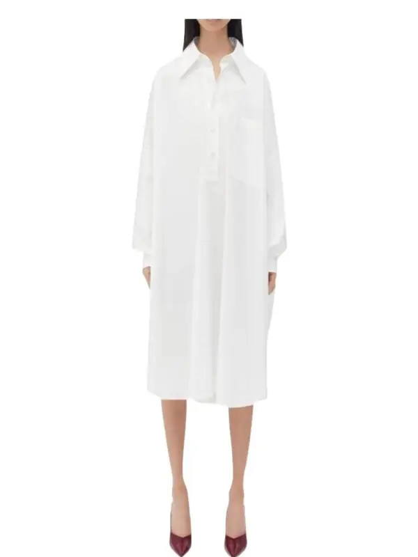Bottega Veneta Half-buttoned Shirt Dress - White