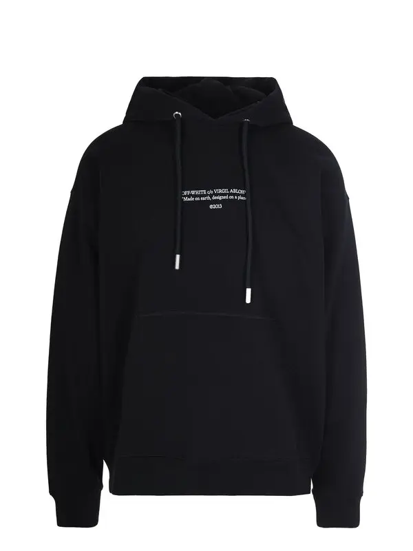 Off-White Logo Printed Drawstring Hoodie - Black