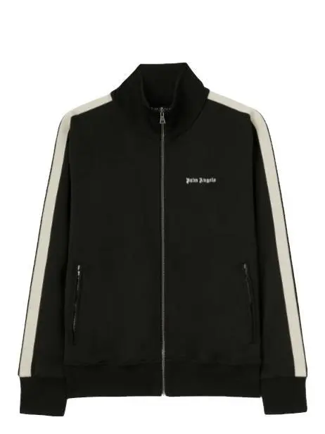 Palm Angels Logo Printed Zipped Track Jacket - Black