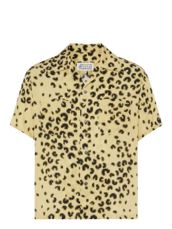 MAISON MARGIELA Short Sleeve Leopard Shirt - Mustard