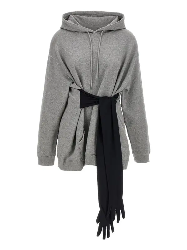 MAISON MARGIELA Tie Detailed Hooded Mini Dress - Polished Palladio