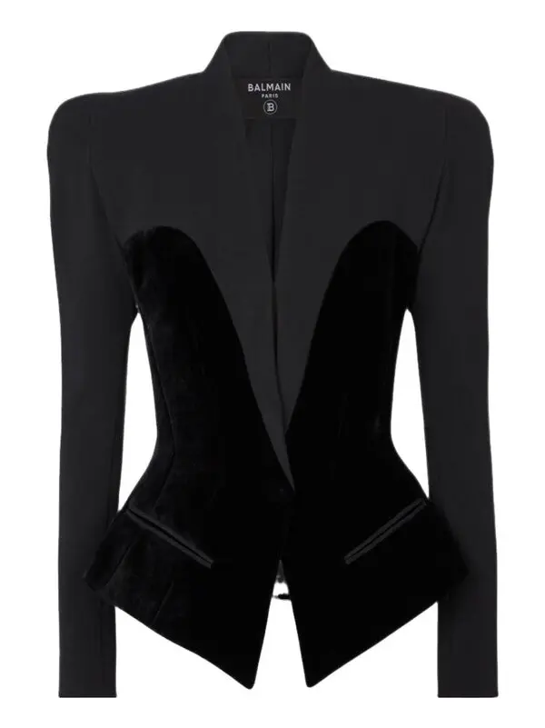 Balmain Velvet Bustier Jacket - Black