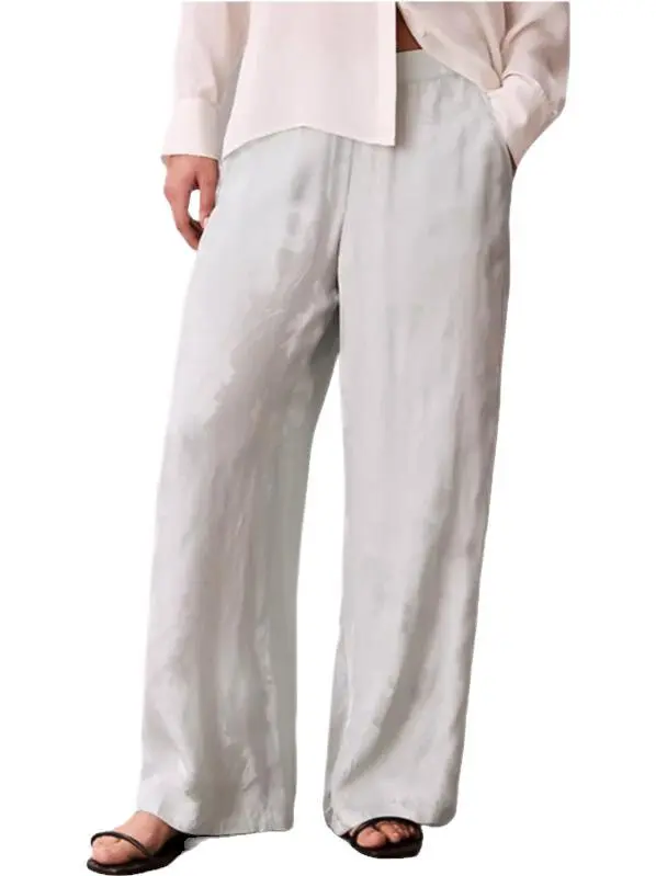 Calvin Klein Elastic Waist Wide-leg Pants - White
