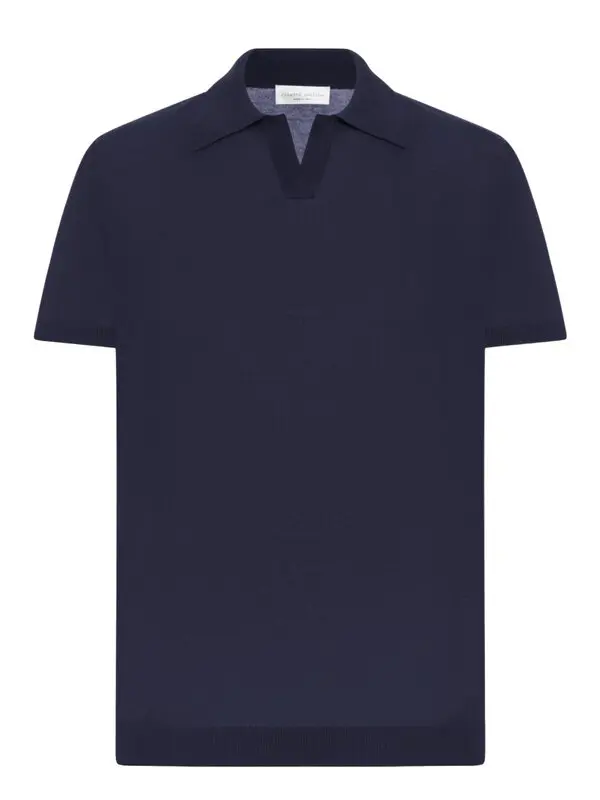 ROBERTO COLLINA V-neck Cotton T-shirt - Navy