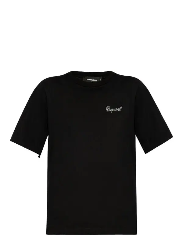 Dsquared2 Logo Rhinestone Embellished Crewneck T-shirt - Black