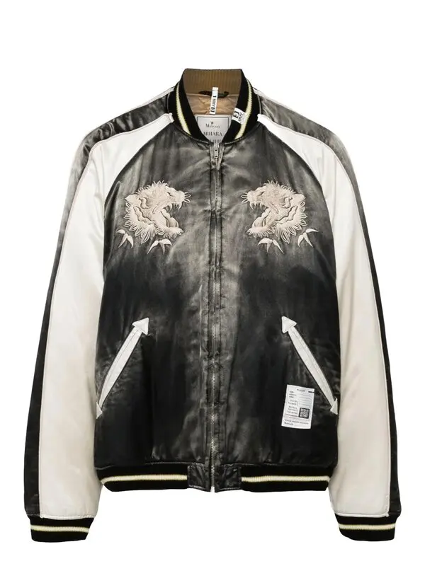 Mihara Yasuhiro Souvenir Bomber Jacket With Embroidered Graphics - Black