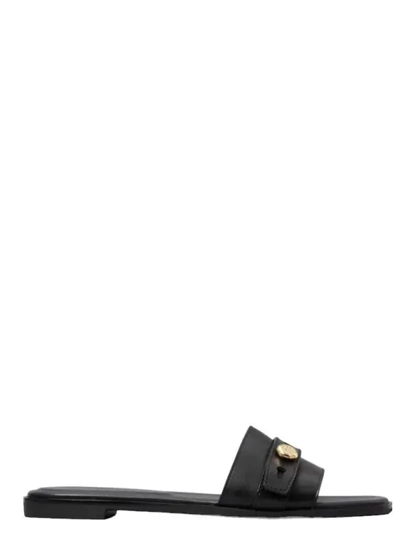 Tory Burch Logo Buckle Slide Sandals - Black