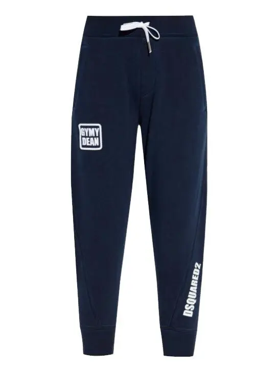 Dsquared2 Cropped Velvet Drawstring Sweatpants - Navy Blue