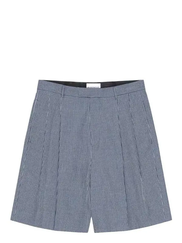 Givenchy Double Pleat Checked Bermuda Shorts - White/blue