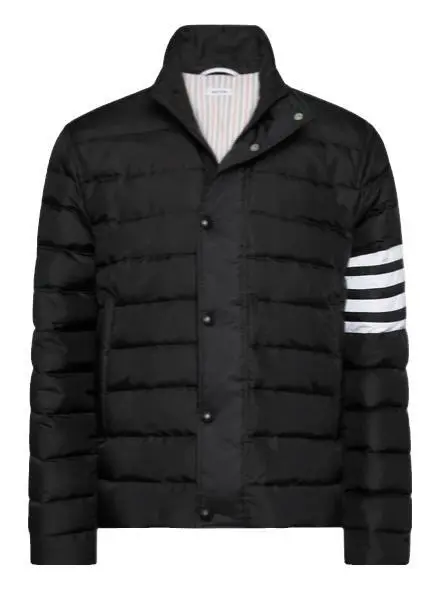 Thom Browne Shiny Ripstop Lightweight Down-filled Jacket With 4-bar Detailing - Black
