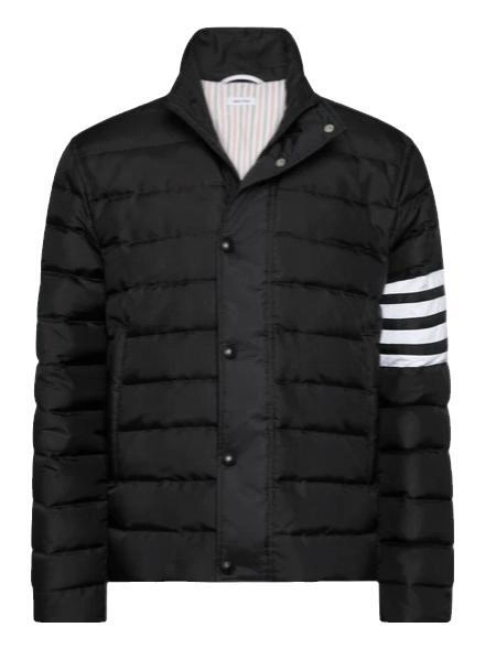 Thom Browne Shiny Ripstop Lightweight Down-filled Jacket With 4-bar Detailing - Black