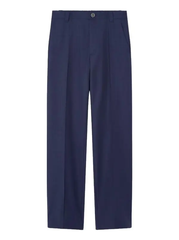 Versace Pleated Tailored Trousers With Medusa Trim - Blue